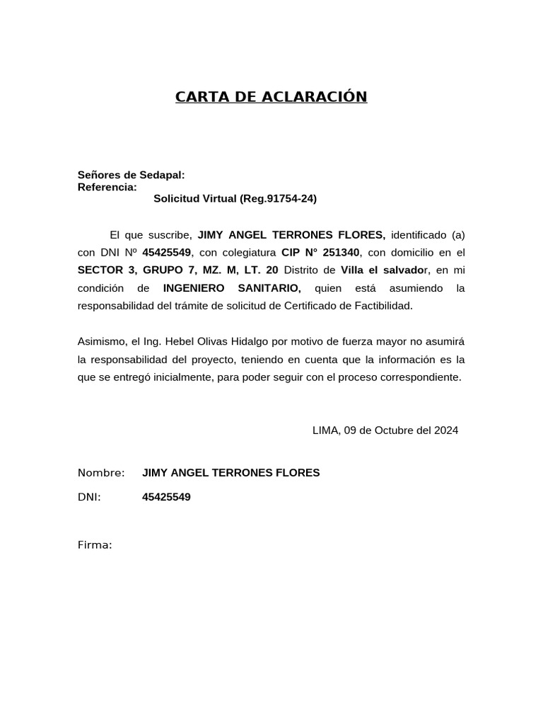 Carta de Aclaracion | PDF