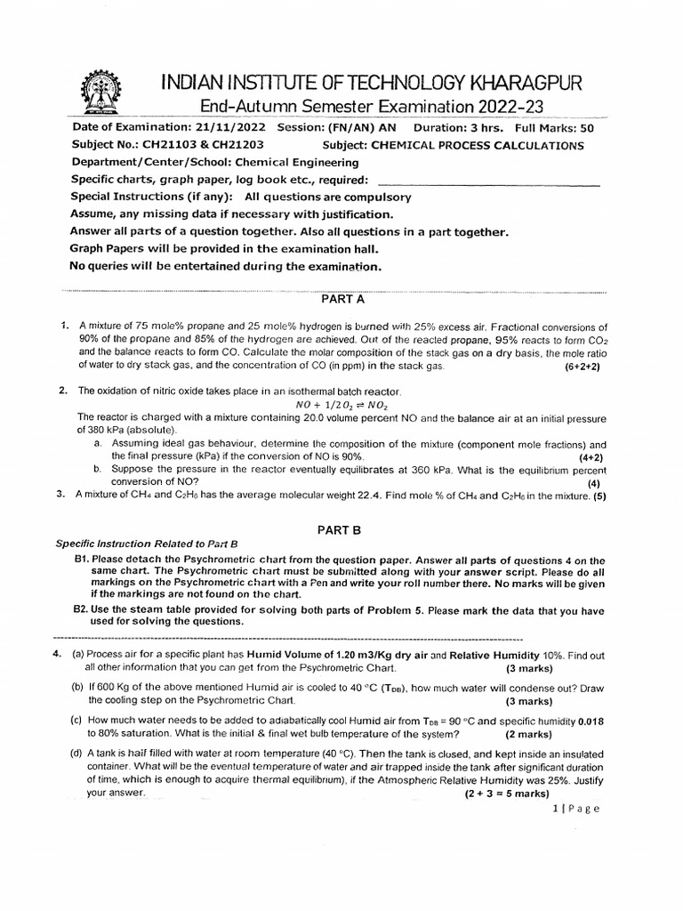 CH21103_Chemical_process_Calculations_EA_2022 | PDF