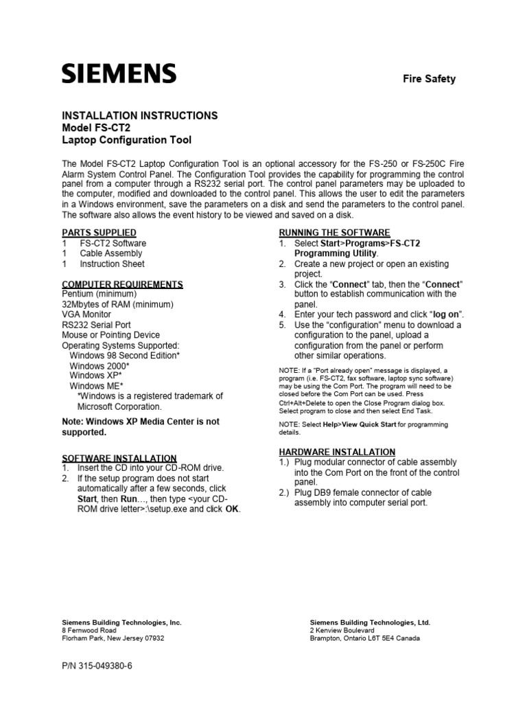 Siemens FS-250 Programming Software | PDF | Microsoft Windows | Laptop