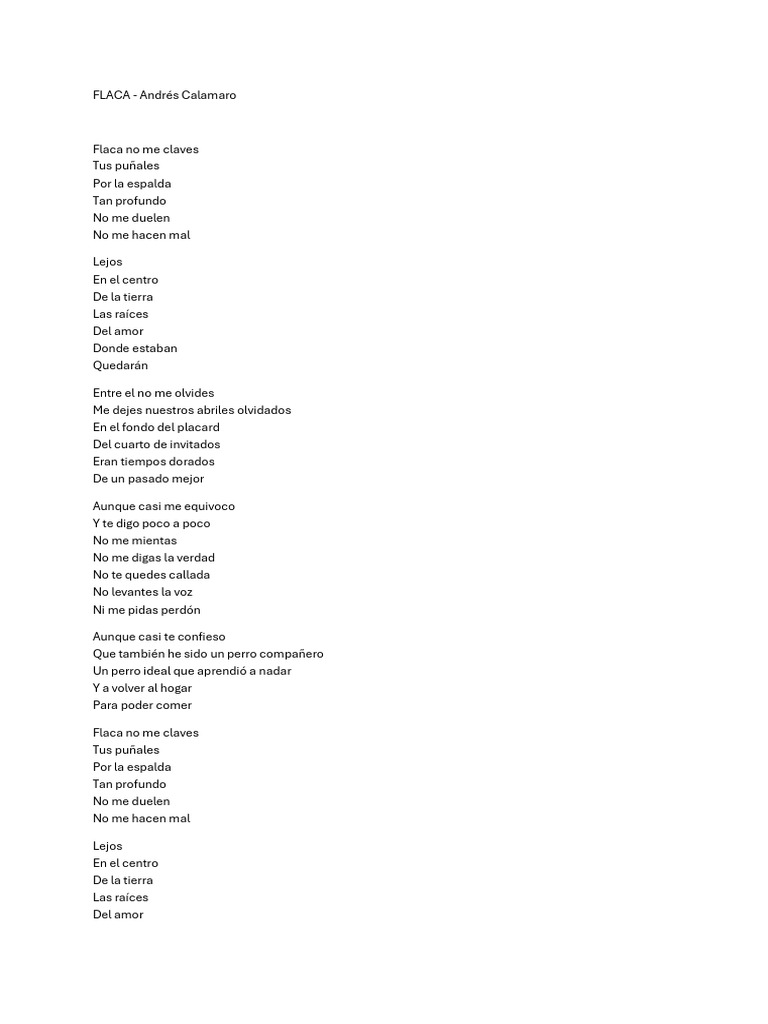FLACA - Andrés Calamaro | PDF
