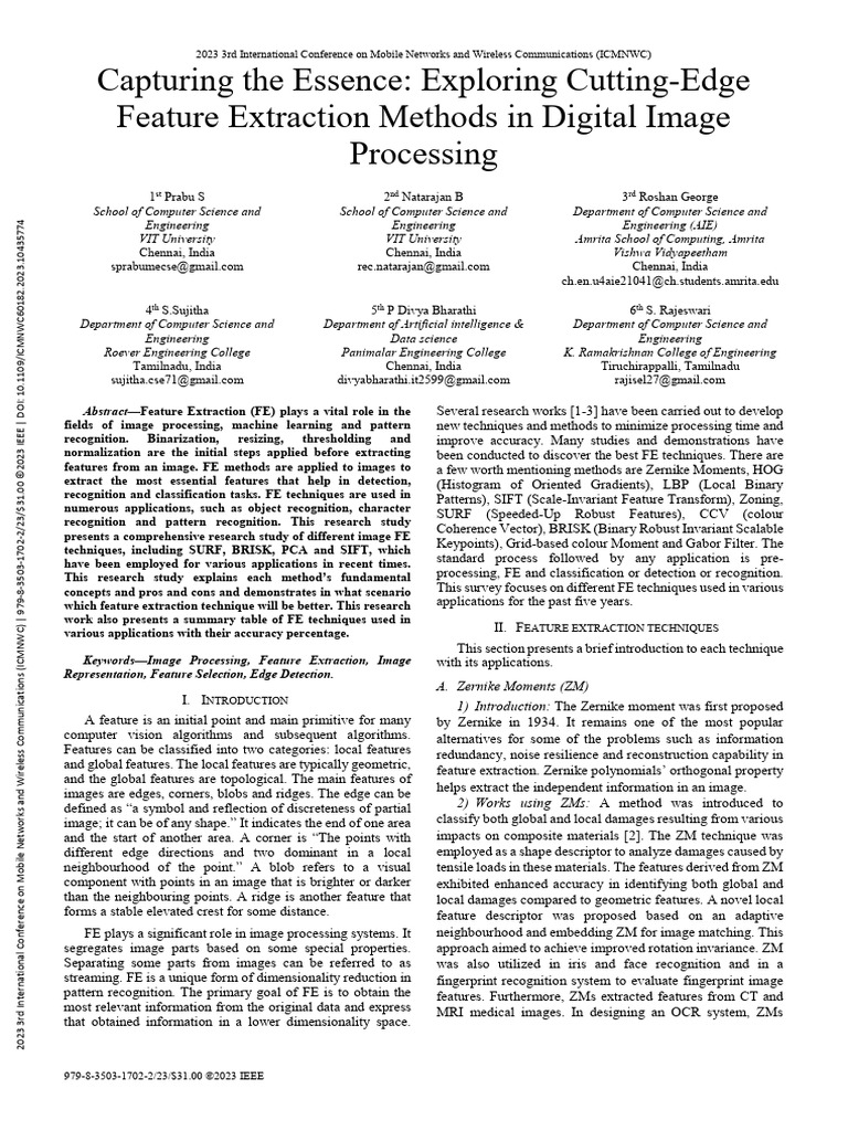 Capturing The Essence Exploring Cutting-Edge Feature Extraction Methods in Digital Image ...
