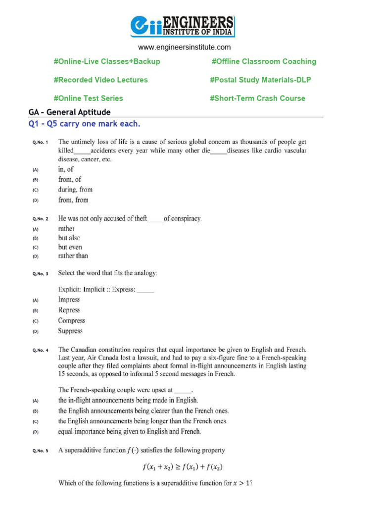 GATE2025-26General Aptitude (GA) Sample Papers1 | PDF