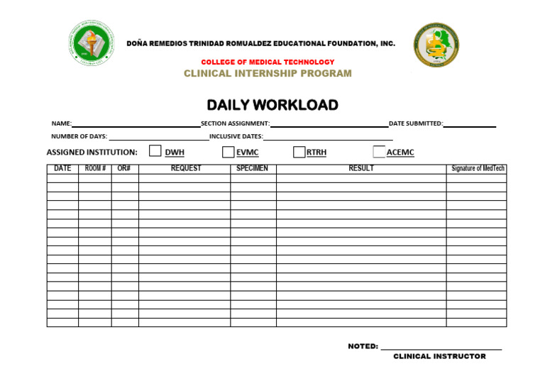 Updated Daily Workload Sheet | PDF