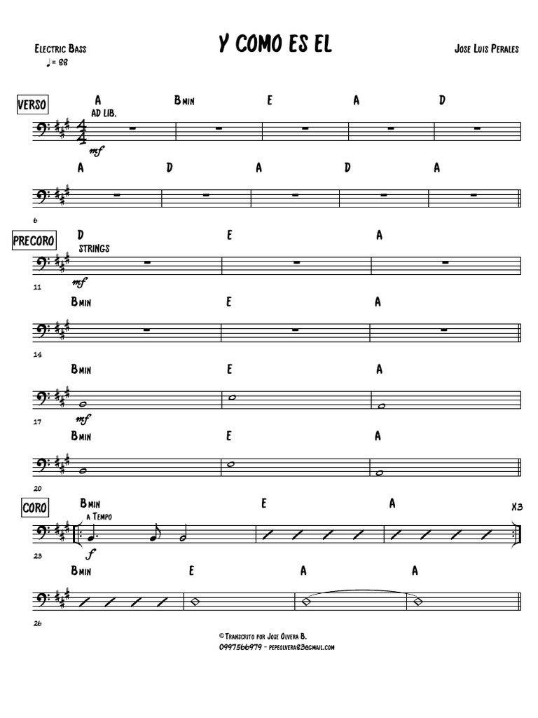 Y Como Es Él - Electric Bass | PDF