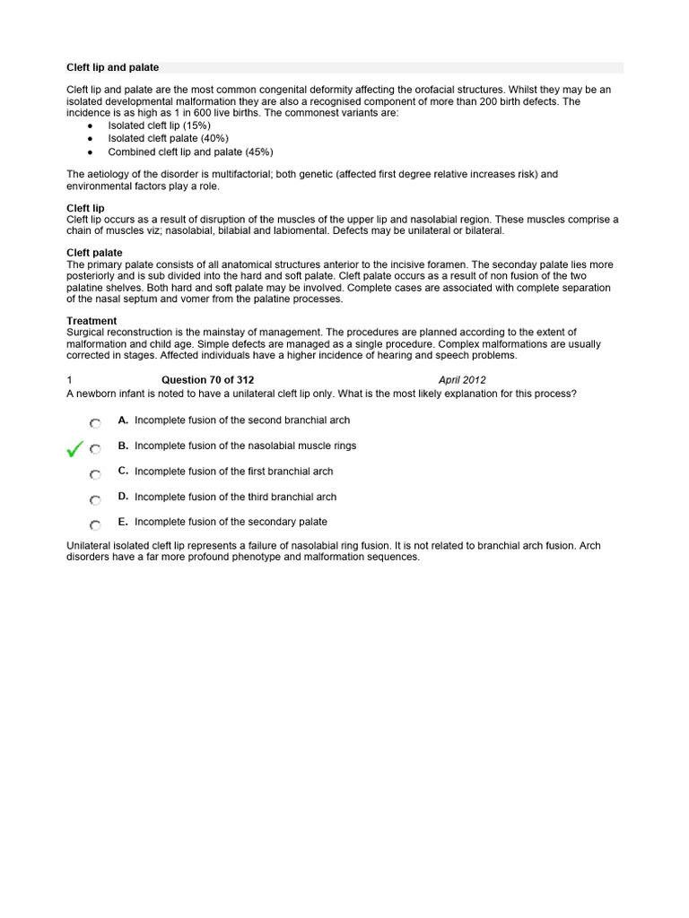 Cleft Lip and Palate Overview | PDF