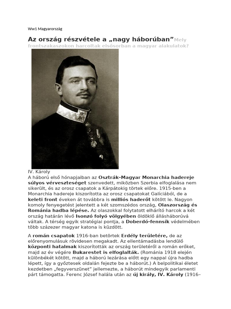 Ww1 Magyarország | PDF