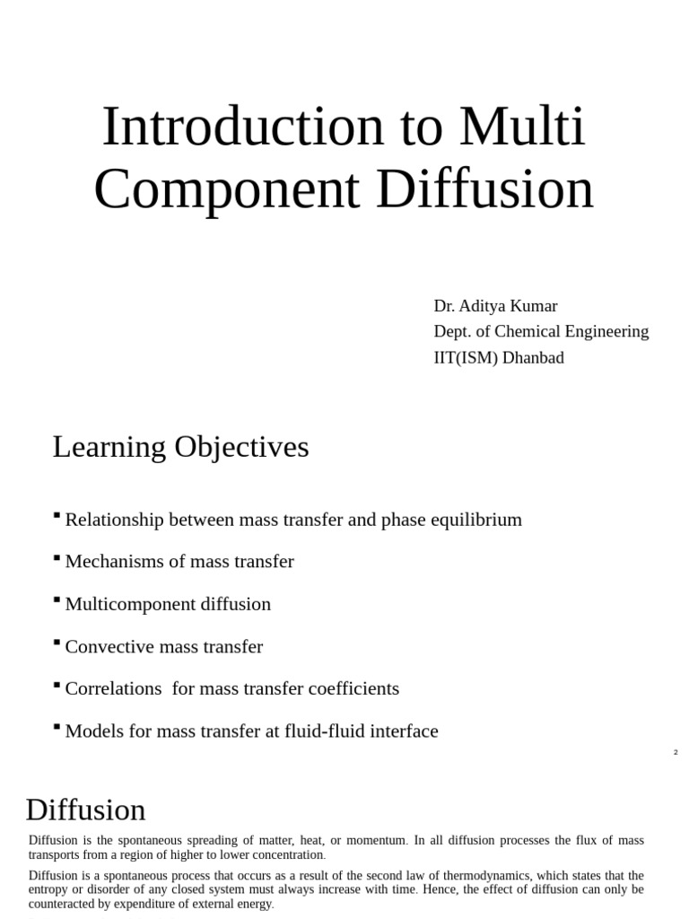 Lecture 1 Introduction To Multicomponent Diffusion | PDF | Diffusion | Physical Phenomena