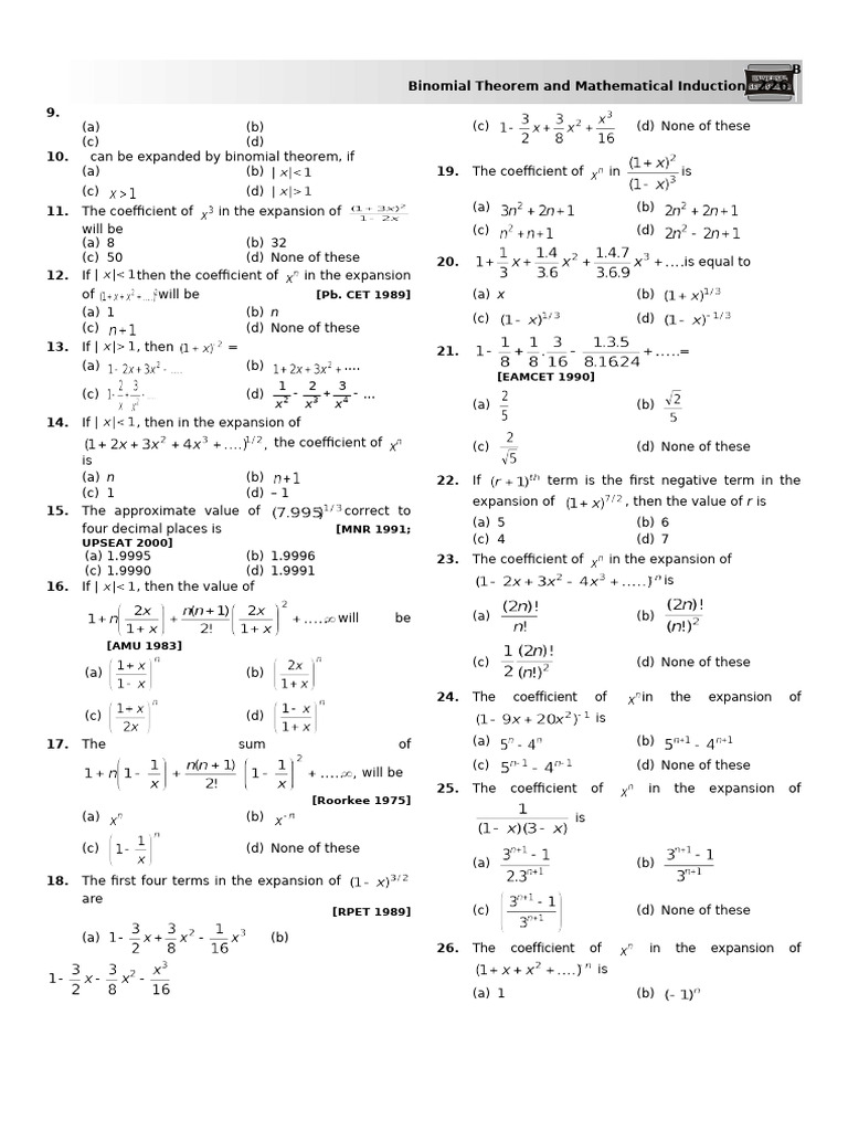 02-QUES. BINOMIAL - (Part-II) | PDF | Numbers | Polynomial