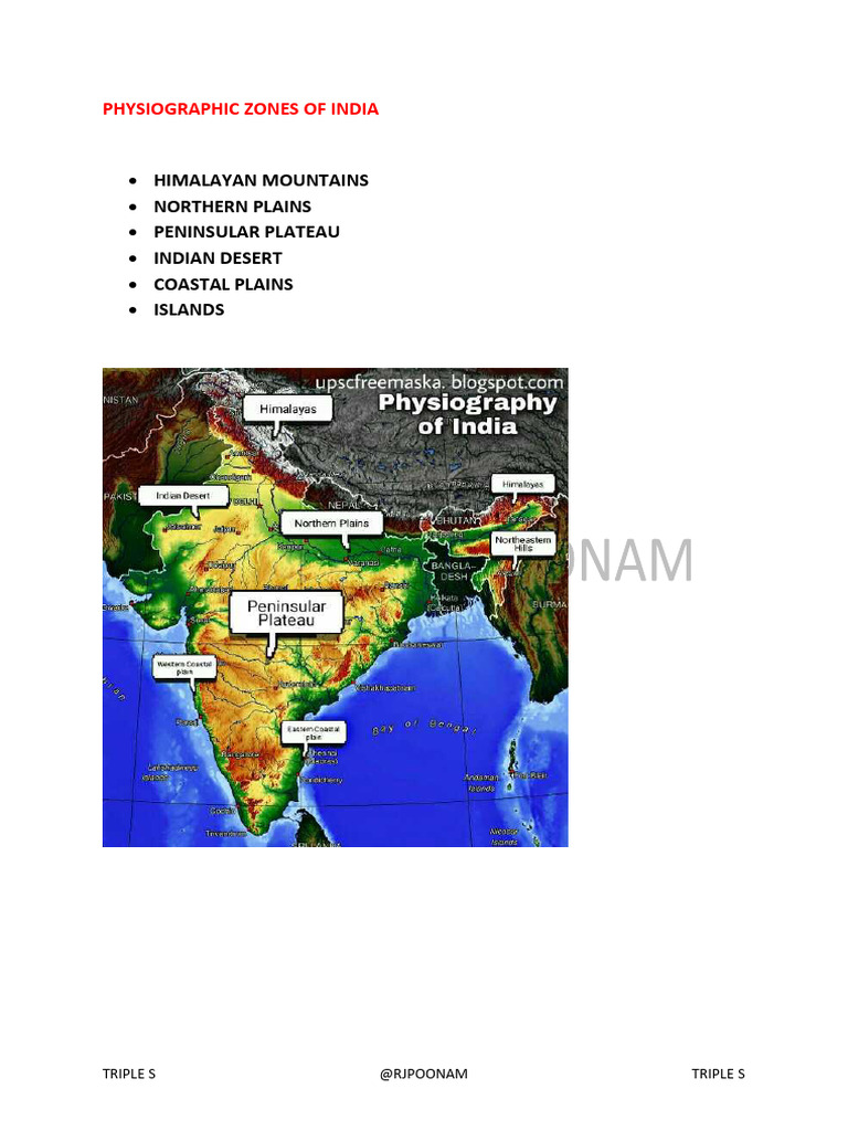 Physiographic Zones of India - 5839501 | PDF | Himalayas ...