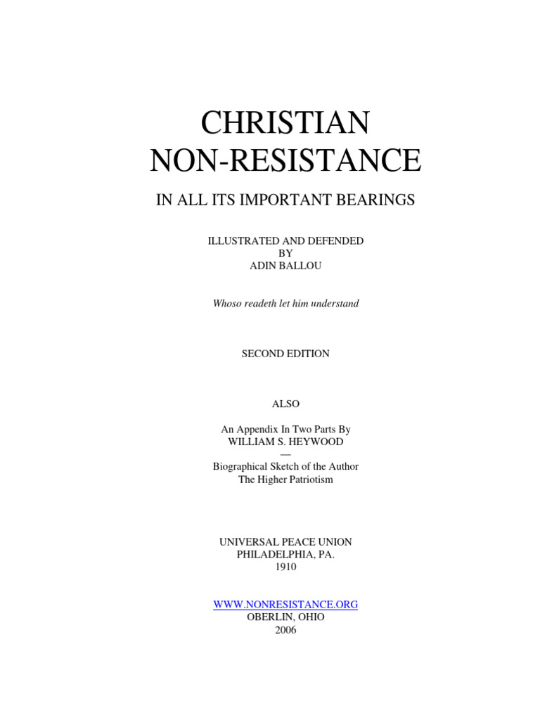 Christian Non-Resistance Guide | PDF | Force | Conscience