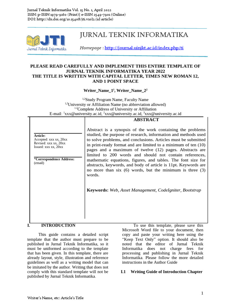 Template JTI New 2022_v1 | PDF | Citation | Written Communication