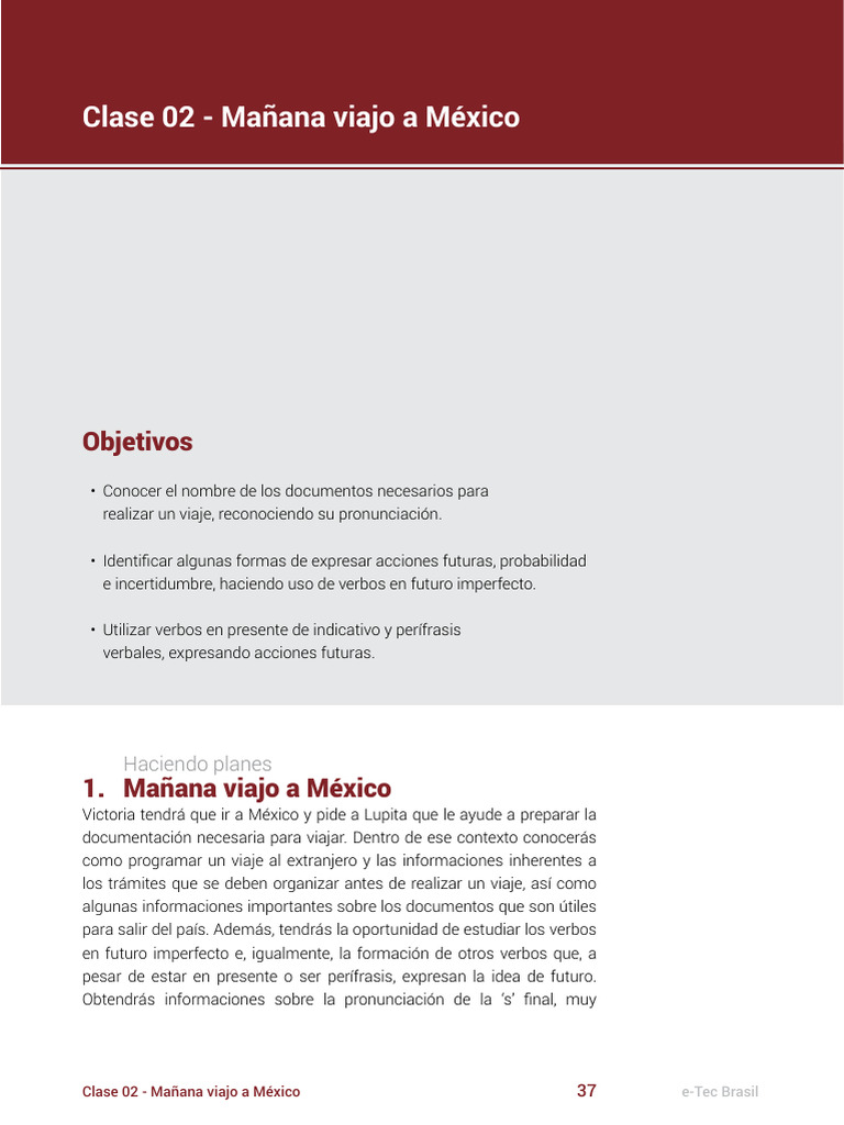 Clase 2 - Mañana Viajo A México | PDF | Verbo | Tipología Lingüística