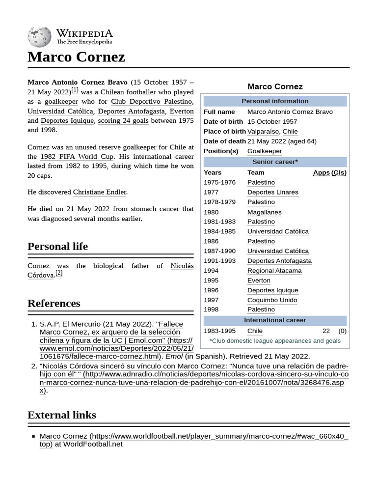 Marco_Cornez | PDF | Chile | Association Football Teams