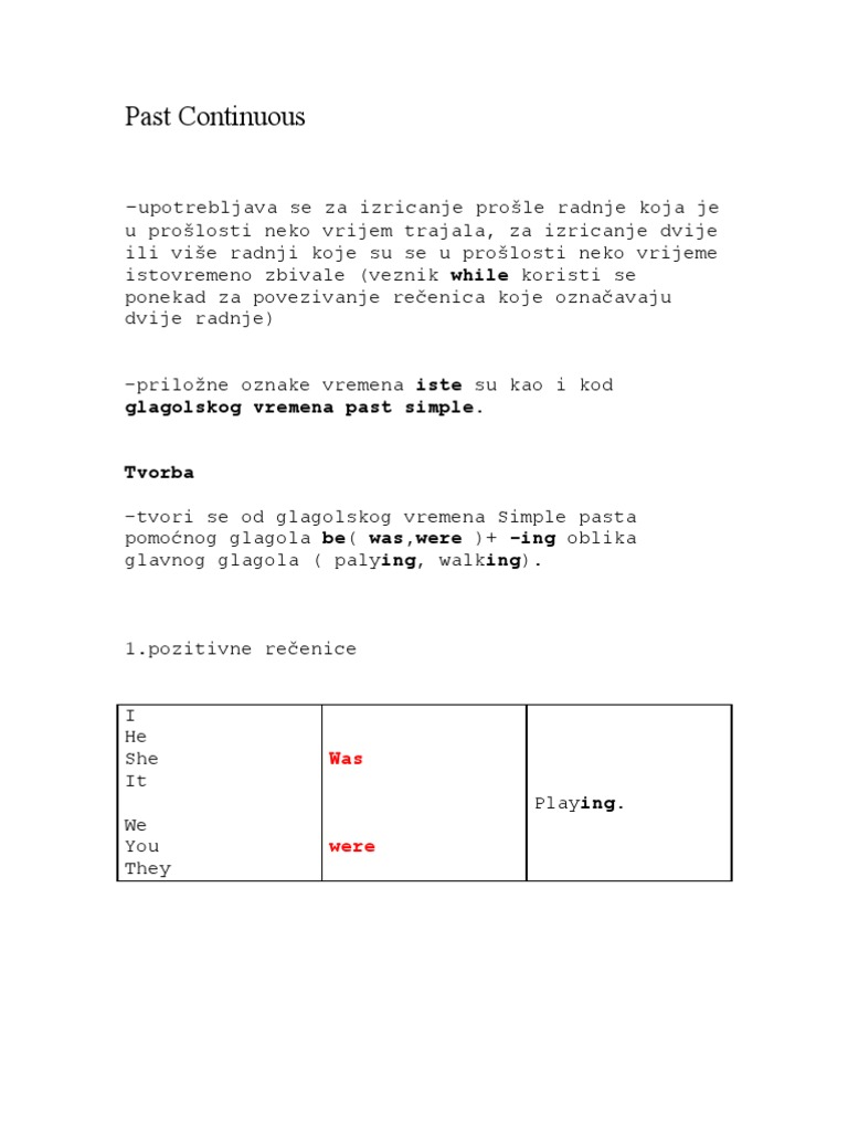 Past Continuous Tense Guide | PDF