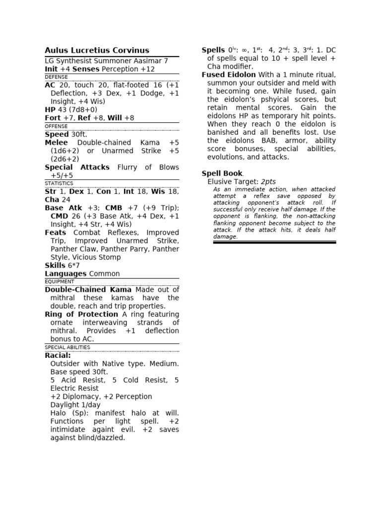 Aasimar Synthesist Summoner Build Guide | PDF