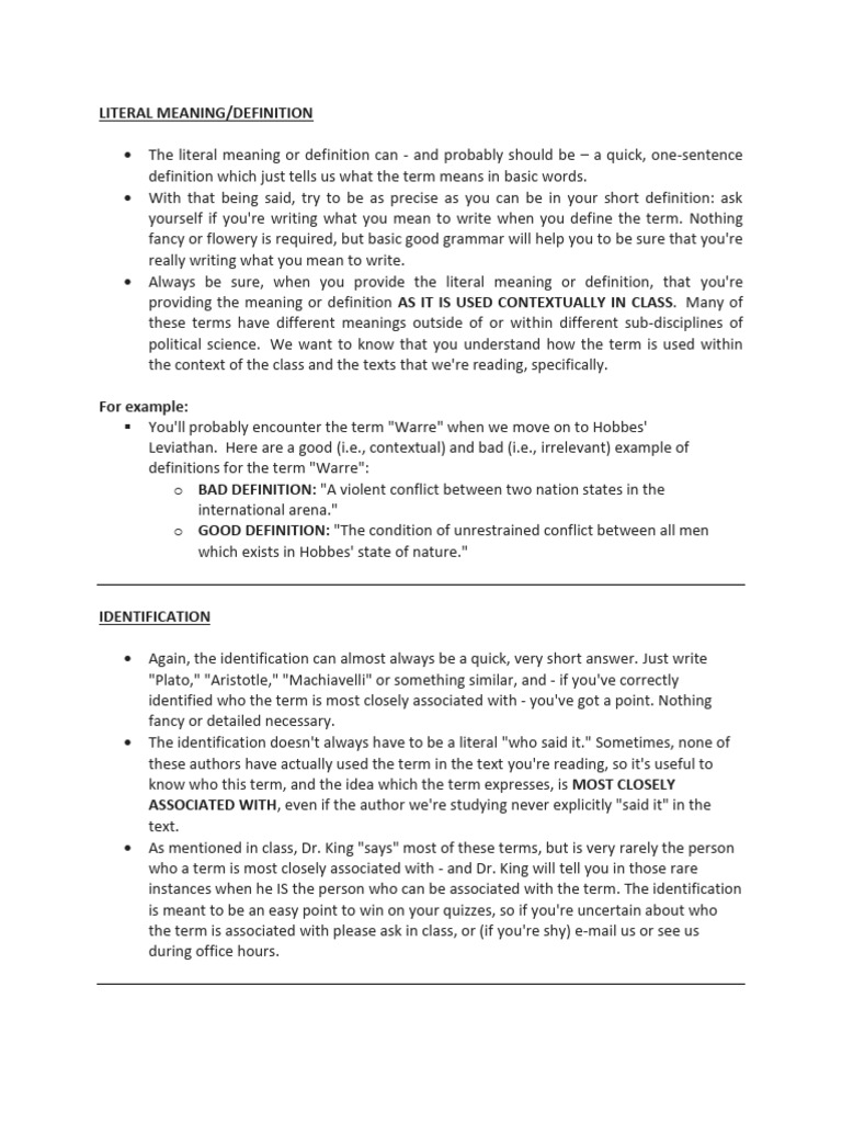 Guide For Dr. Kings Quizzes | PDF | Argument | Definition