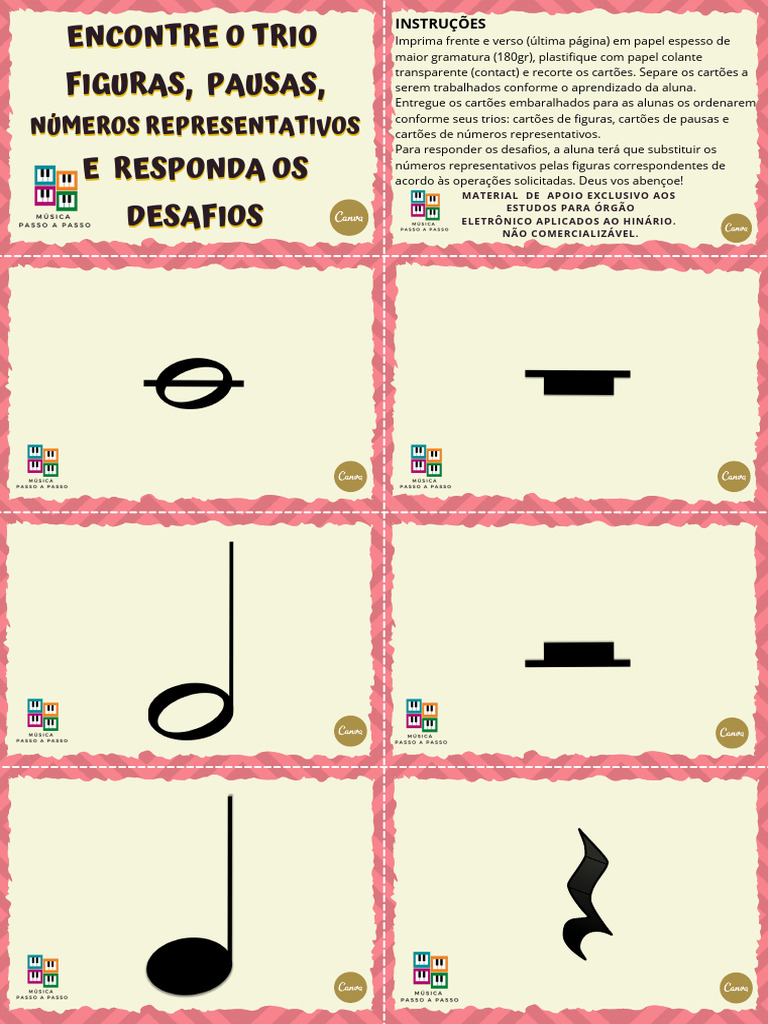 A Figura Da Colcheia e Exercícios 2 Ao 5 - Trio de Figuras, Pausas e ...