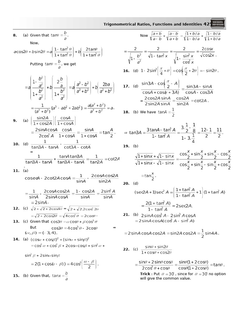Sol. Trigonometry (Rfi) - (Part 2) | PDF | Trigonometry | Angle