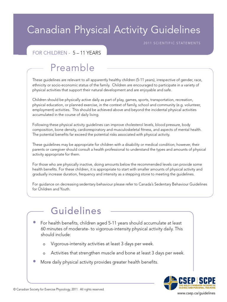 Canadian Physical Activity Guidelines | PDF | Physical Fitness ...