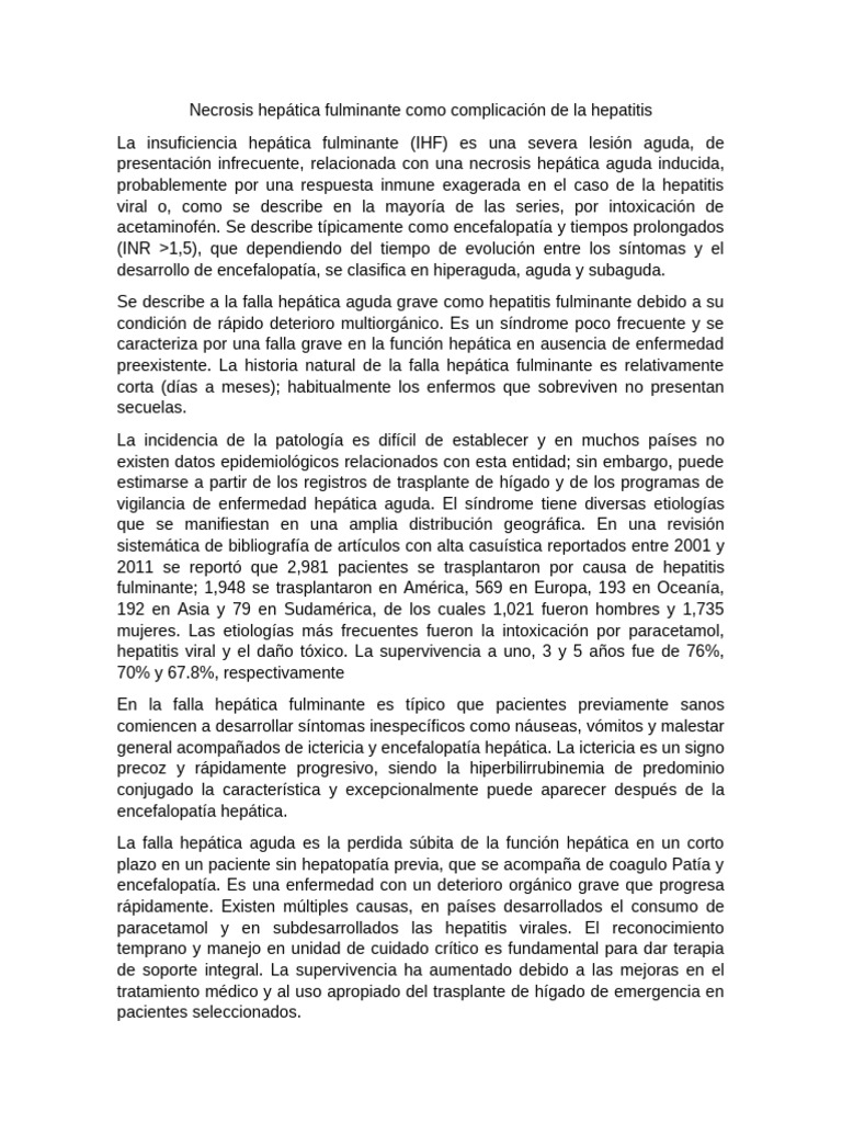 Necrosis Hepática Fulminante y Hepatitis | PDF | Hepatitis ...