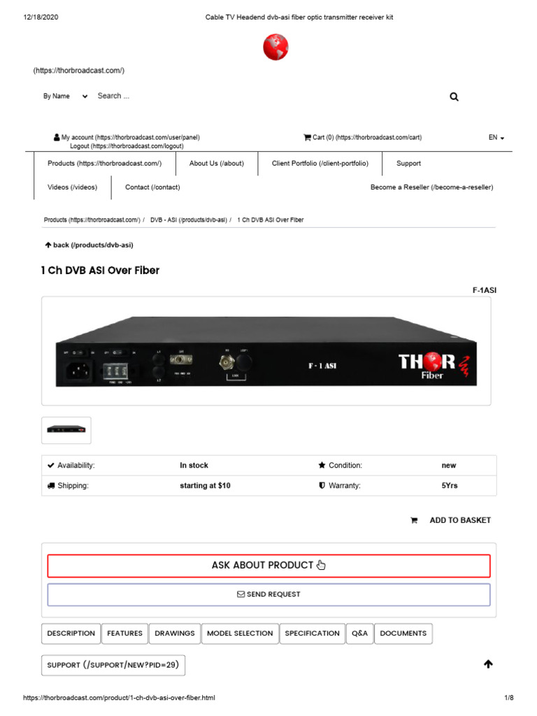 Cable TV Headend Dvb-Asi Fiber Optic Transmitter Receiver Kit | PDF ...