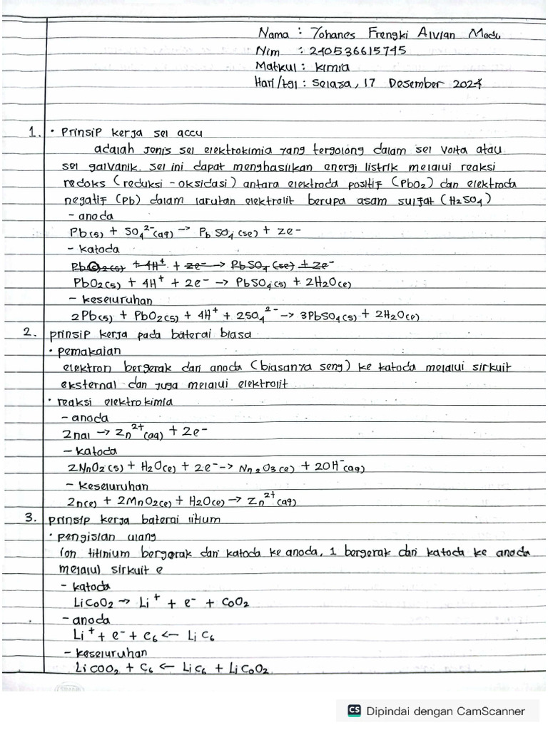 Yohanes F. A. Modu - 240536615745 - UAS KIMIA | PDF