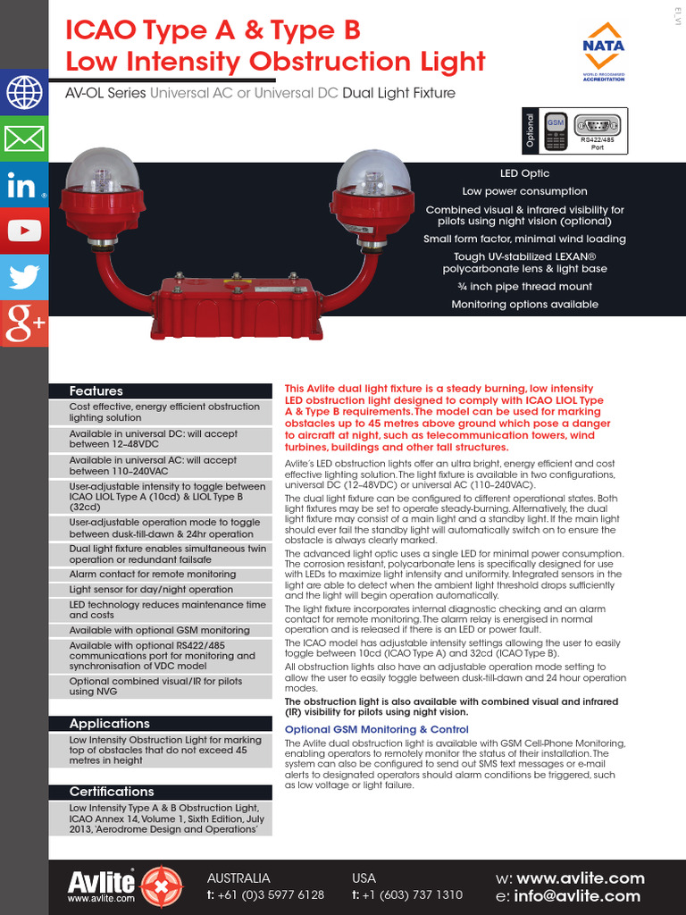 AVLITE ICAO LIOL Type-A-B AV-OL-ILAB Dual-Fixture Spec E1 V1 HR | PDF ...