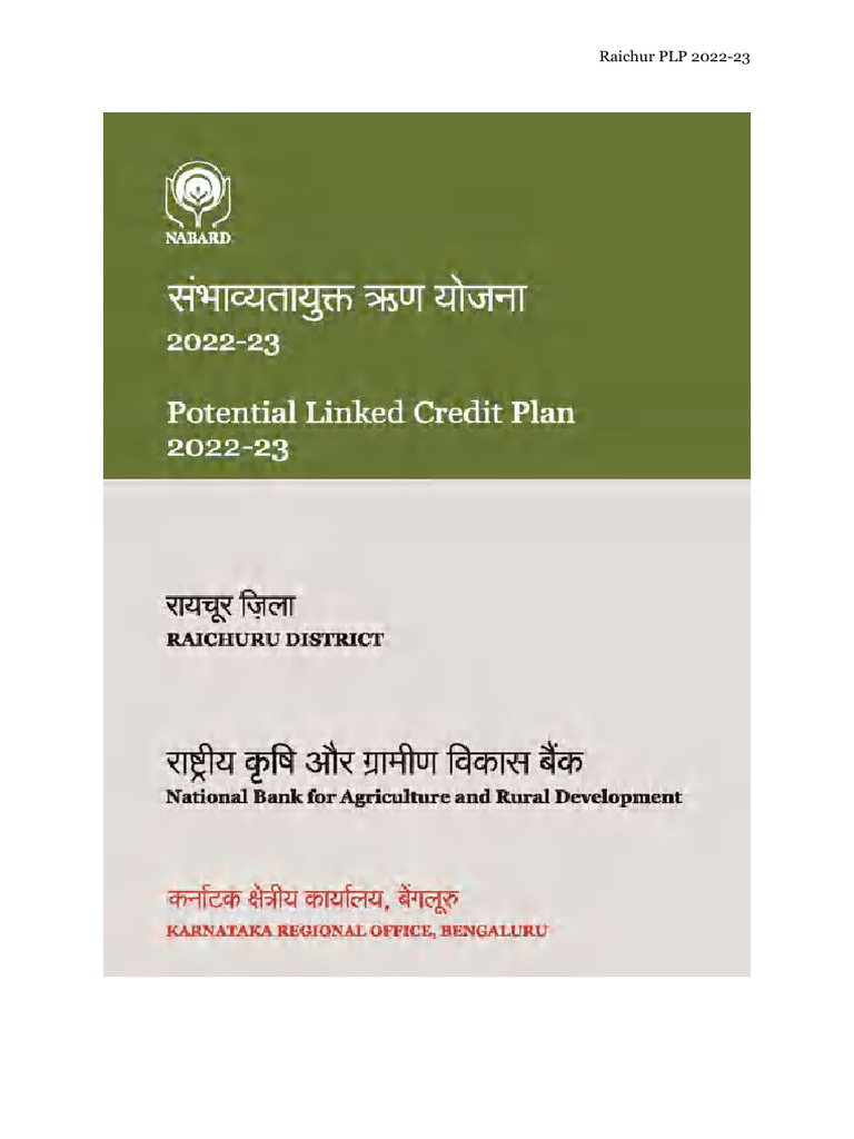 Raichur Potential Linked Credit Plan 2022-23 | PDF | Agriculture | Farms