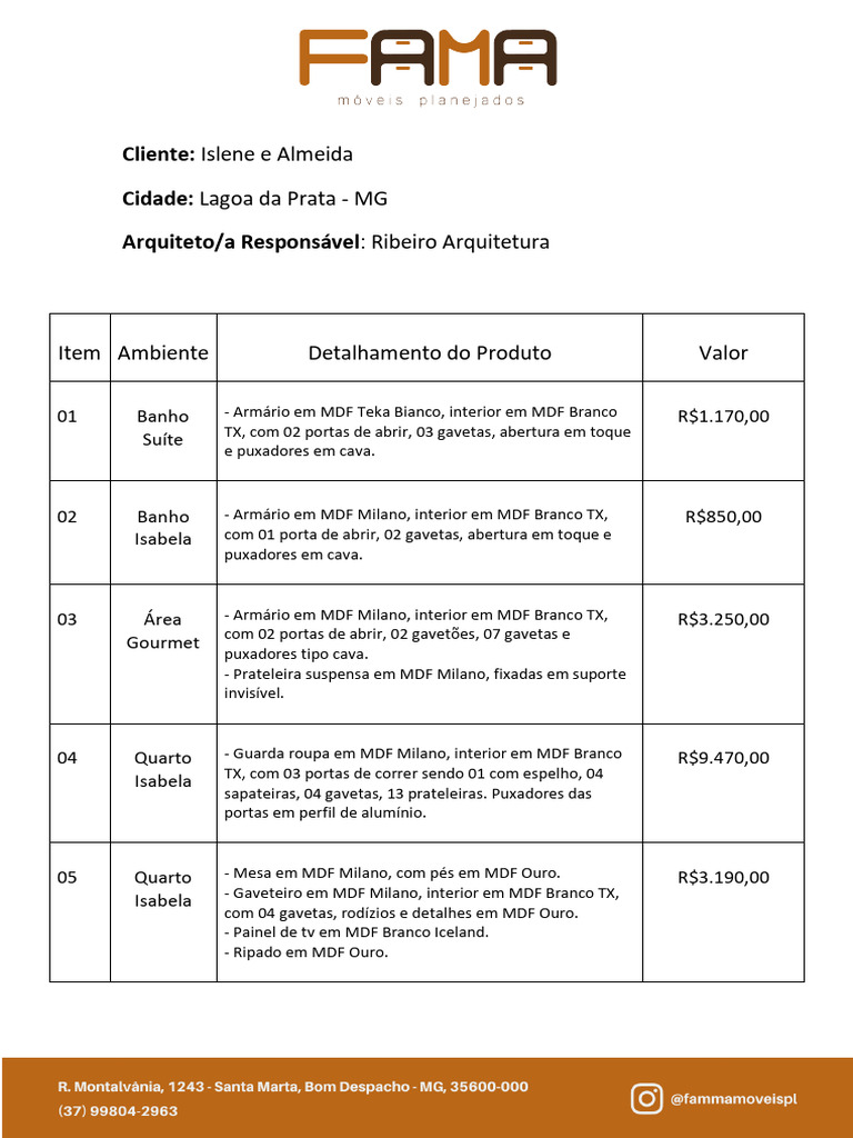 Orçamento Islene e Almeida 2 | PDF