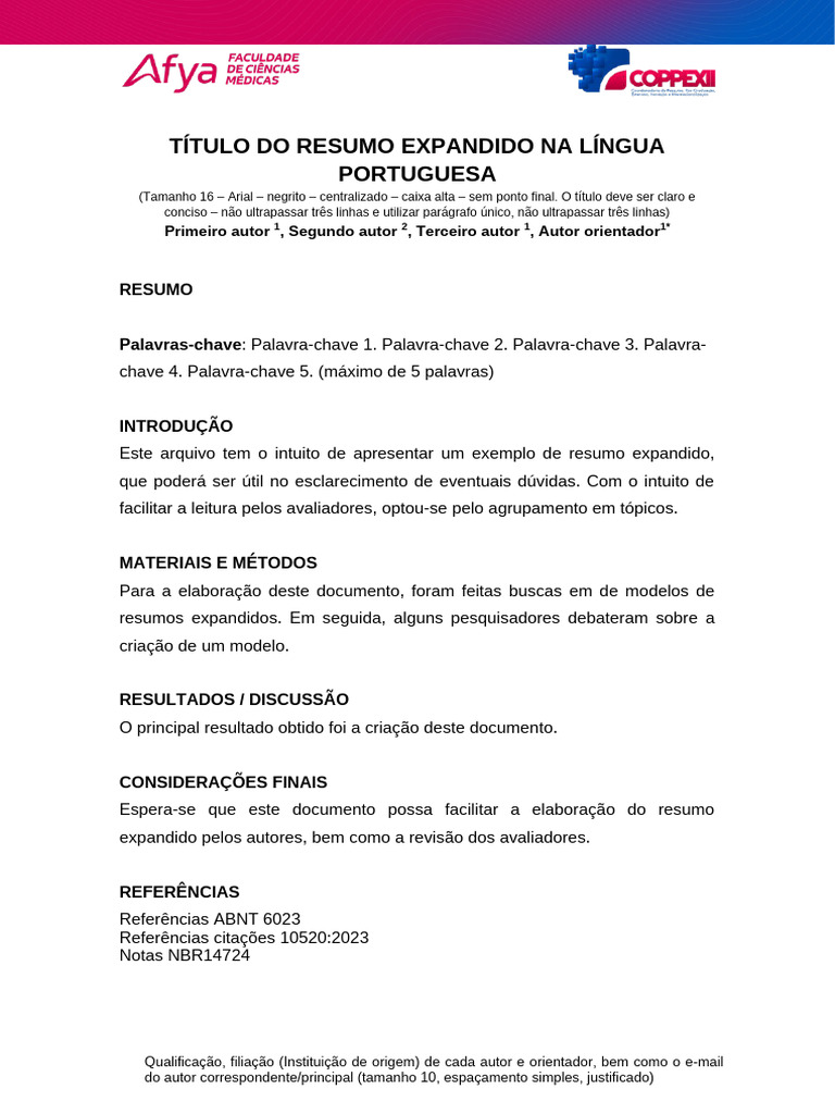 Modelo Resumo Expandido | PDF