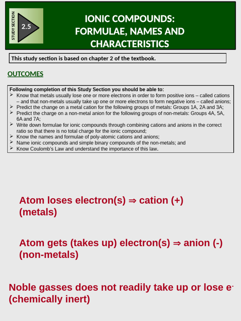 Ionic Compounds: Formulas and Naming Guide | PDF | Ion | Chemical Compounds