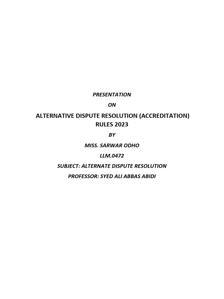 ADR Accreditation Rules 2023 Overview | PDF | Mediation | Alternative Dispute Resolution