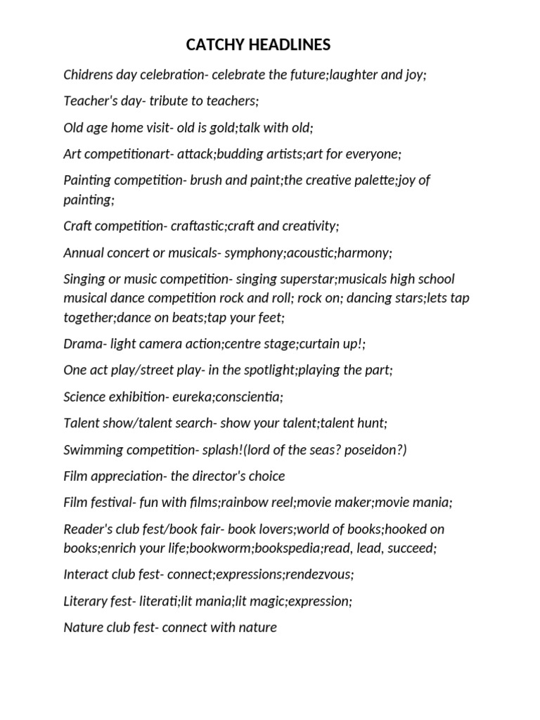 Catchy Headlines | PDF