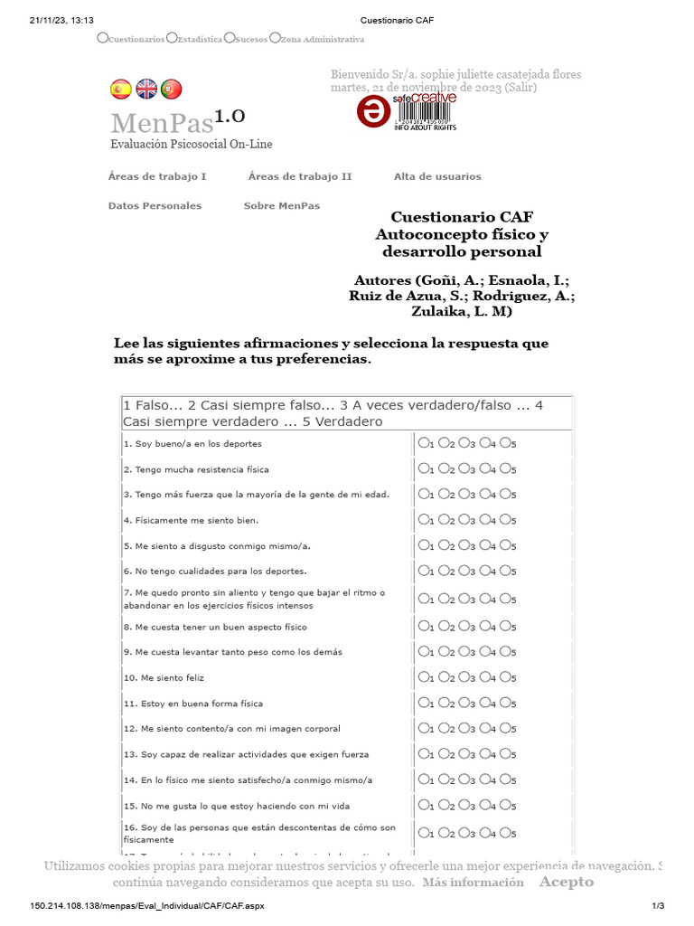 Cuestionario CAF | PDF