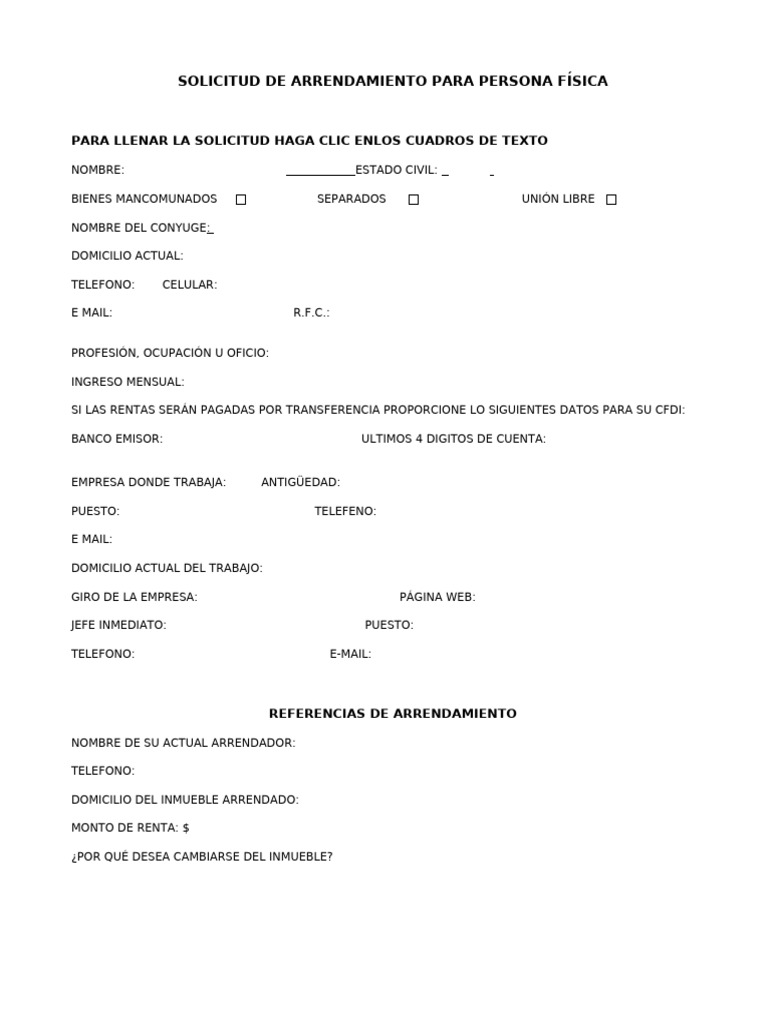 Solicitud de Arrendamiento Corregida | PDF