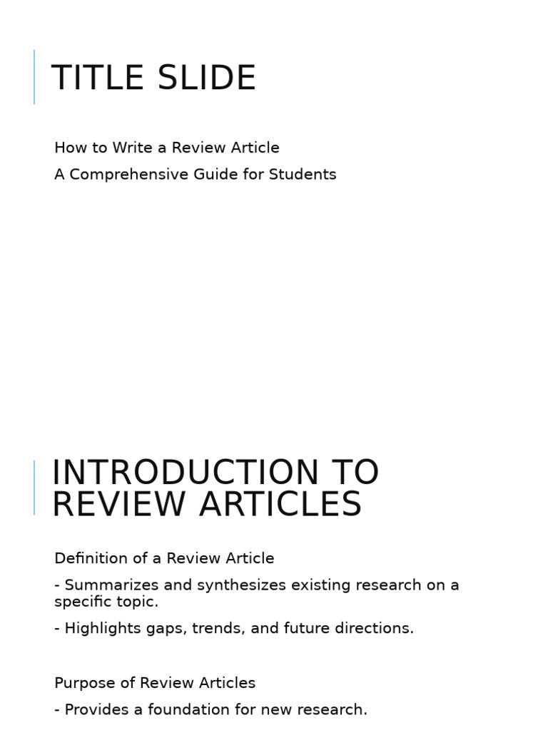 How To Write A Review Article Presentation | PDF | Science | Human ...