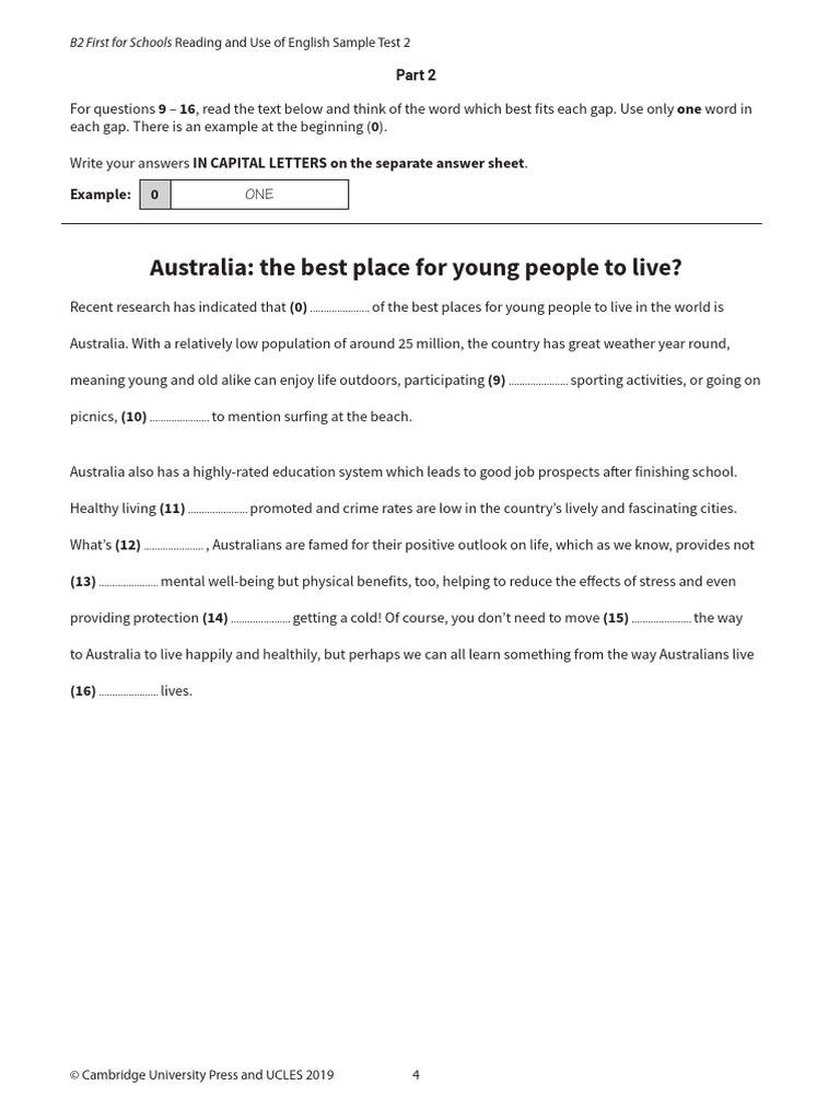 B2. Sample Paper. Open Cloze | PDF