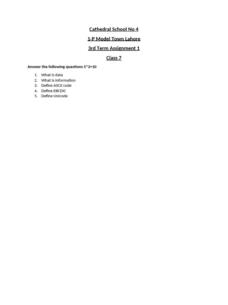 Class 7 Assignment 1 | PDF