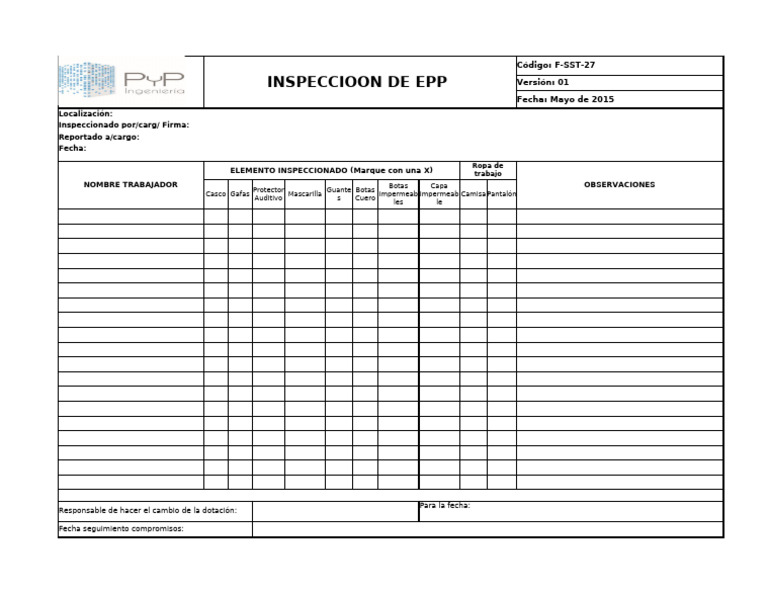 INSPECCIÓN DE EPP | PDF