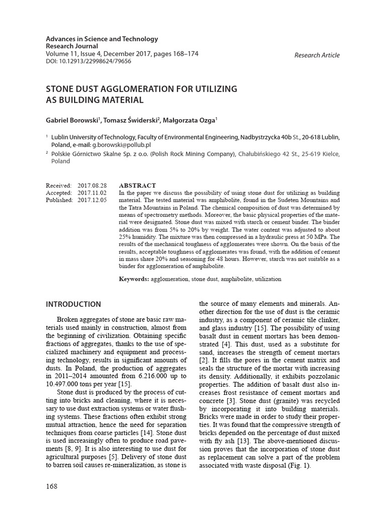 Agglomeration of Stone Dust for Building | PDF | Concrete | Cement