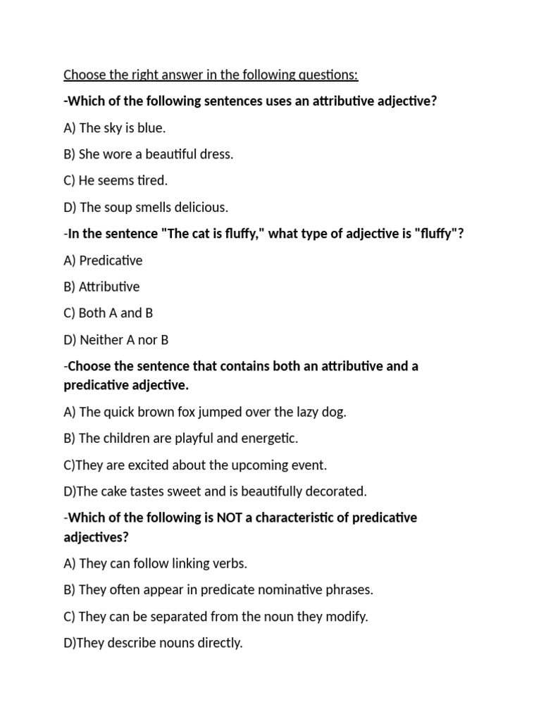 Attributive and Predicative Adjectives | PDF