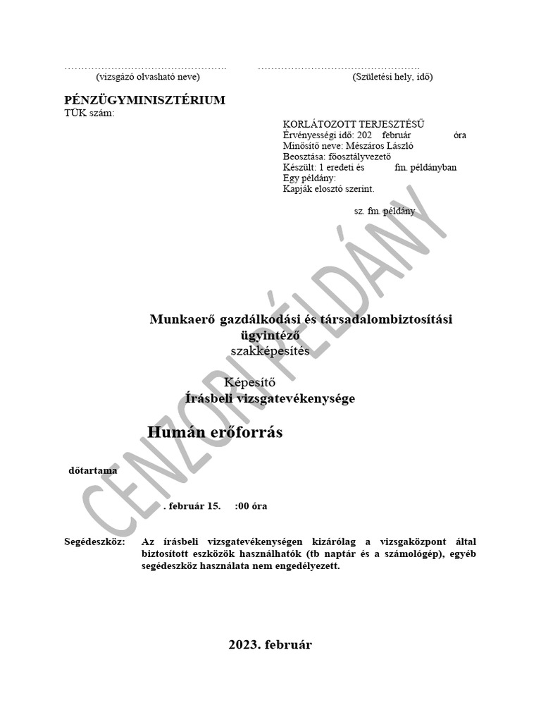 Human Eroforras Menedzsment T 20230215 | PDF