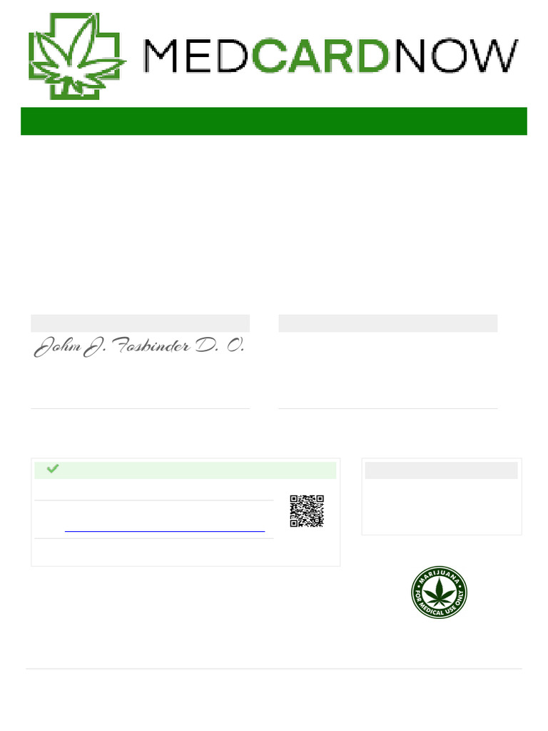 Patient Recommendation Josh OSteen 2243710 | PDF | Cannabis (Drug ...