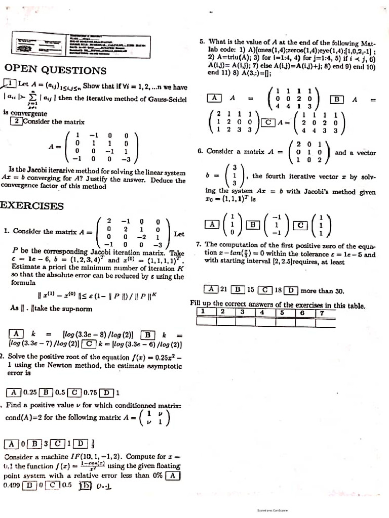 Calcule Numérique ( (Partie 1 Et 2) + TP) | PDF