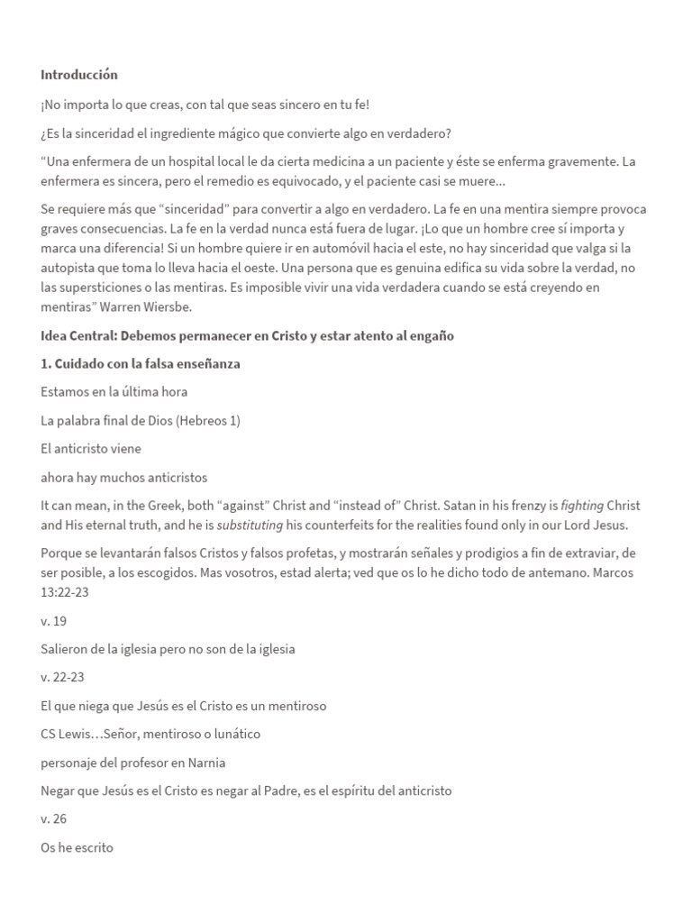 Permanecer en Cristo: Evitar el Engaño | PDF | Cristo (título) | Juan ...