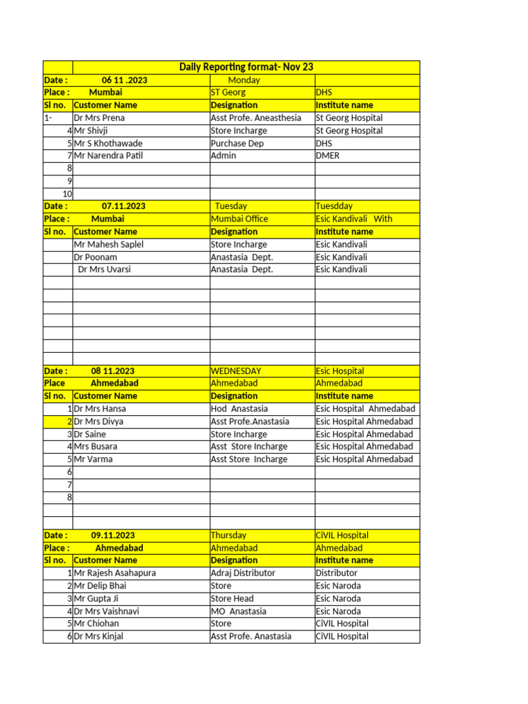 Daily Reporting 5 Nov To 11 Nov | PDF