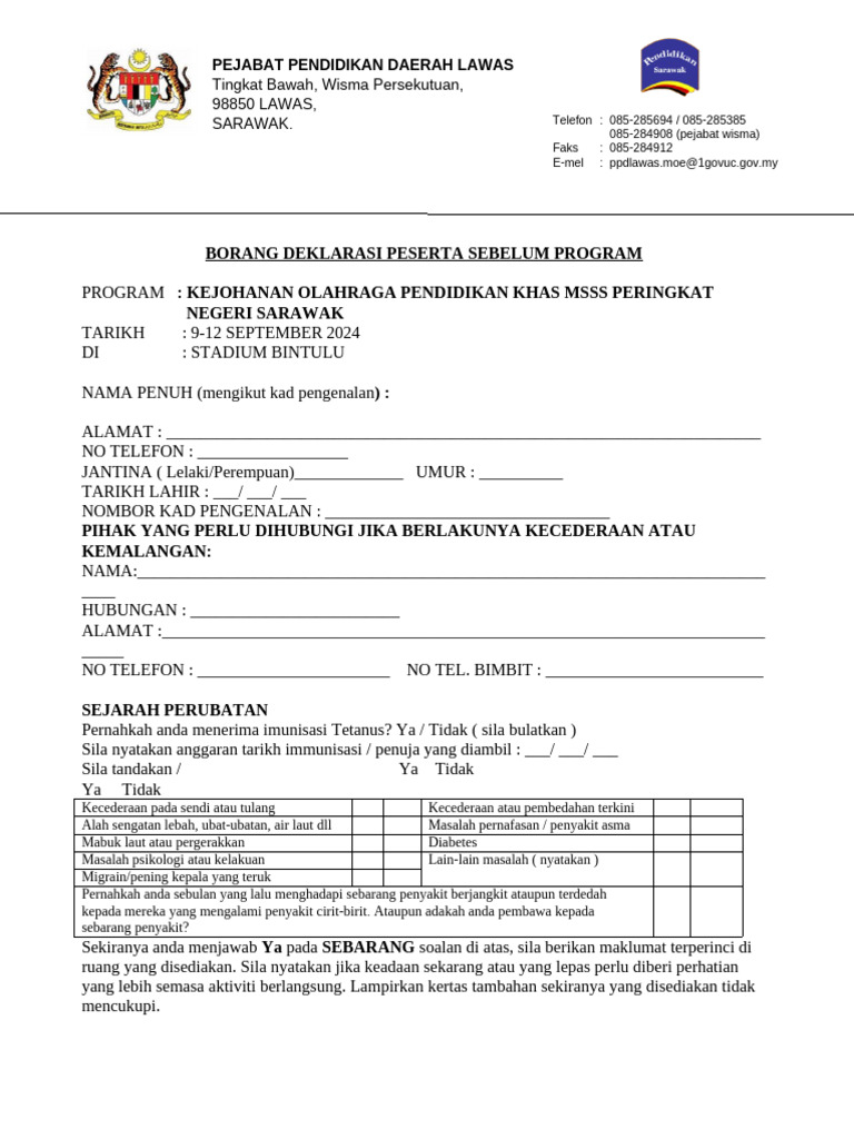 Borang Deklarasi Dan Kebenaran Ibubapa | PDF