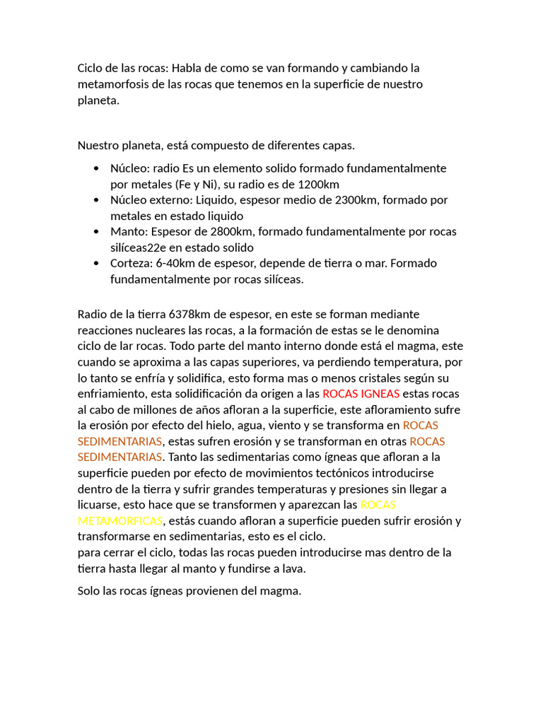 Ciclo de las Rocas: Formación y Tipos | PDF | Roca (geología) | Roca ígnea