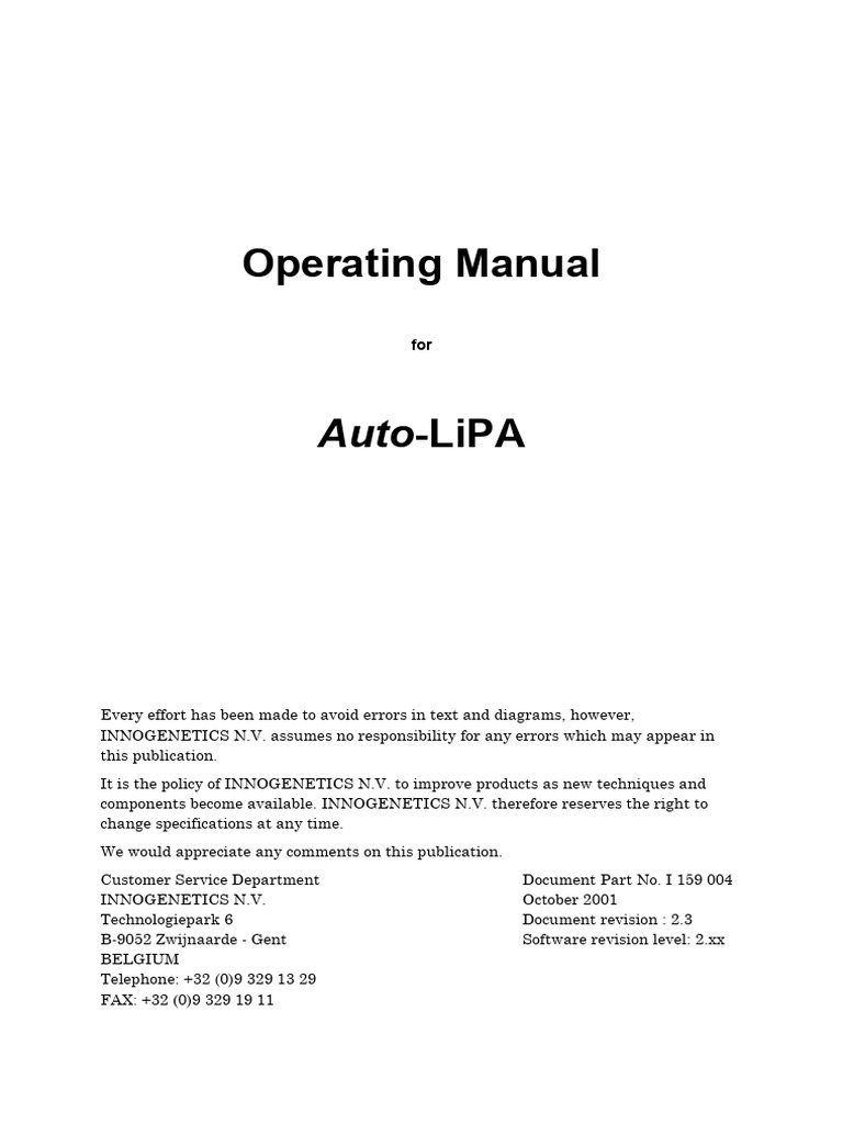 Auto-LiPA Operating Manual Rev2 - 3 | PDF | Water | Mains Electricity