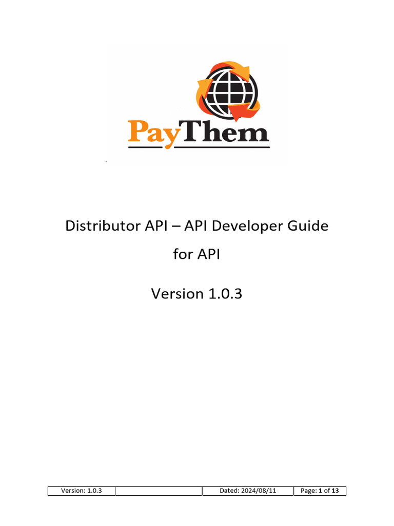 Distributor API - API Developer Guide v1.0.3 | PDF | Transport Layer Security | Computing